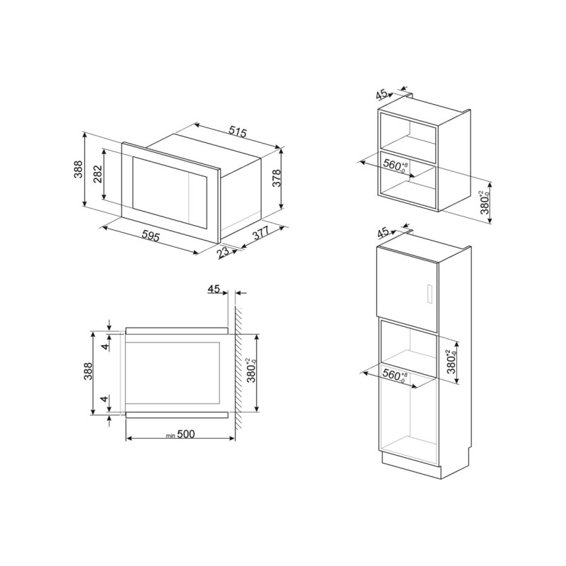 Cuptor incorporabil cu microunde sticla neagra Smeg Linea FMI125N ...
