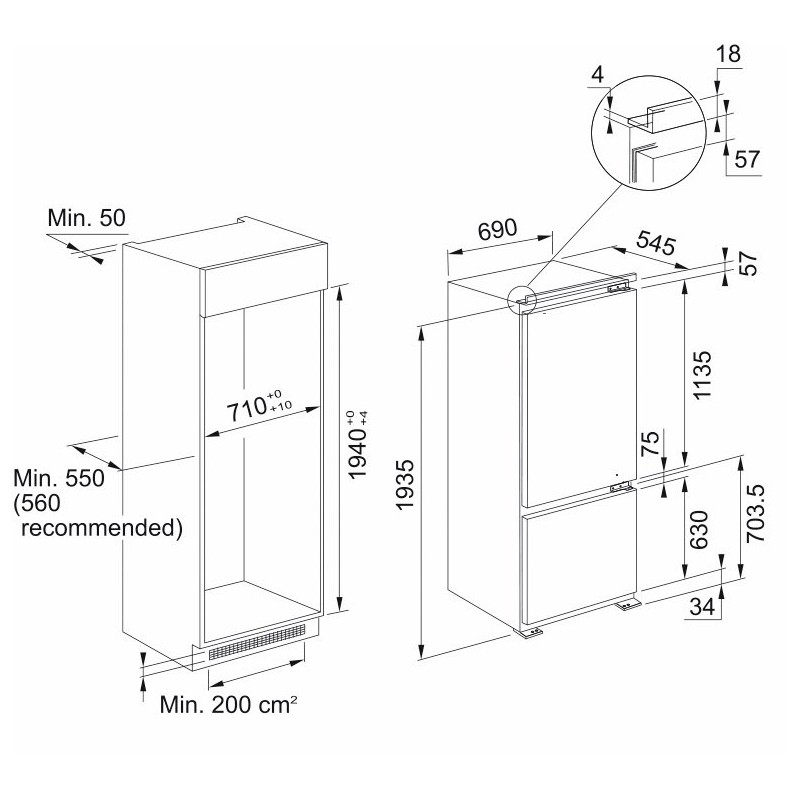 Combina frigorifica incorporabila Franke FCB 400 V NE E, capacitate 400 ...